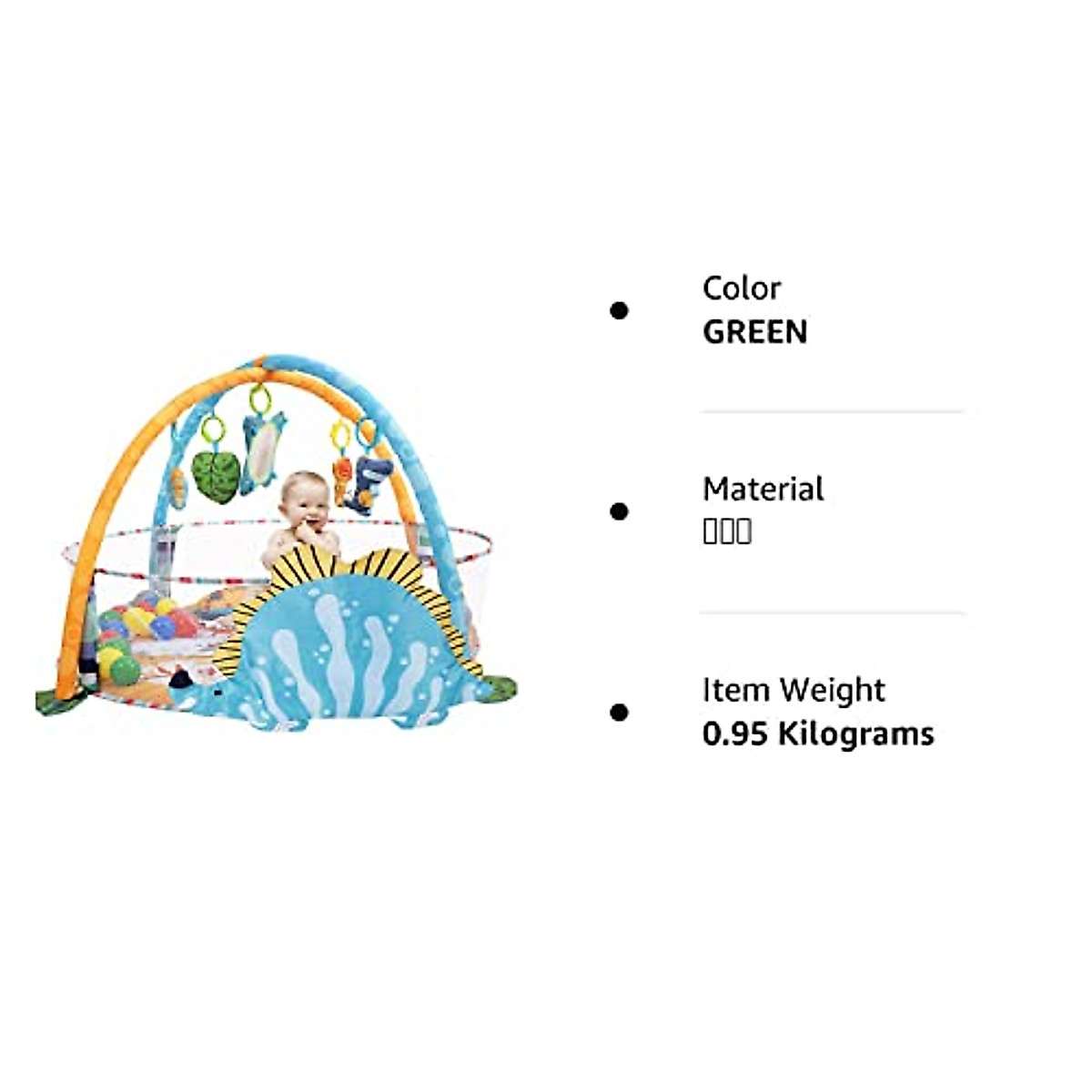 BATTOP Baby Play Mat Activity Gym with Ball Pit,4-in-1 Tummy Time Mat for Baby to Toddler,with Sensory Toys,Mirror,Head Rest,Cognitive Development Baby Play Center for Newborns,Infants (Green)