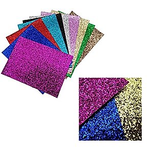 Glitter Faux Leather Sheets 10 Pack Chunky Crude Glitter Leather Sheets for Earring Keychains Craft Sewing Fabric,A4 Size,30cmx21cm (Chunky)