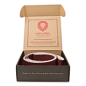 Red Label Abrasives 2 X 42 Inch Flexible Aluminum Oxide Premium Quality Multipurpose Sanding Belts 60, 80, 120, 220, 320, 400 Grit, 6 Pack Assortment
