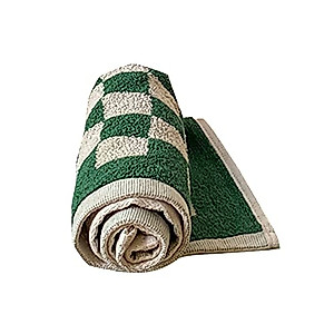 Checkered Hand Towels Minimalist Checkerboard Fingertip Towels Bath Towel Set for Bathroom Dorm Teens (Hand Towels, Green)
