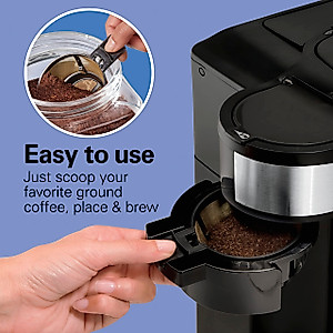 Hamilton Beach (49980A) Single Serve Coffee Maker and Coffee Pot Maker, Programmable, Black/Stainless Steel (Renewed)