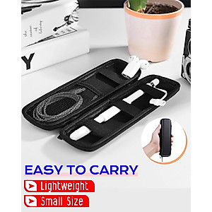 Oythiem Slim Hard Pen Cases for Adults, Travellers, Insulin Travel, Thin Black Pencil Case Hard Shell, Small Waterproof Pencil Box Organizer for Apple Pencil Usb C, Headphones, Executive Fountain Pens