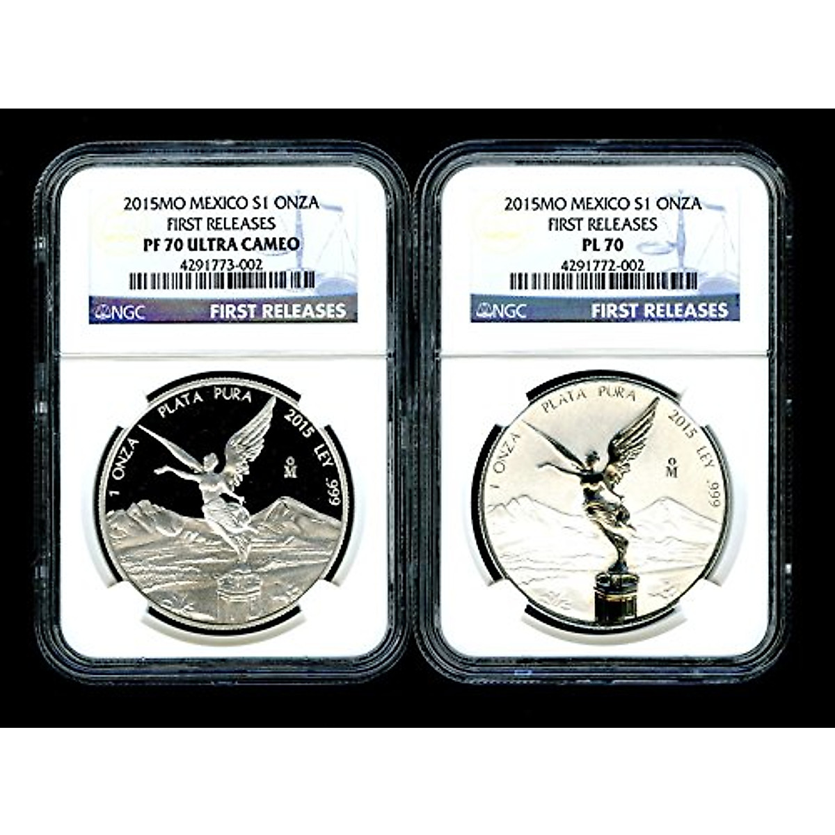 2015 Mexico Silver Onza LIBERTAD NGC PF70 UCAM & REVERSE PROOF 2-coin Set PL70