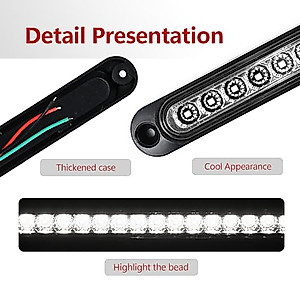 Sodcay 2 PCS Car High Brake Tail Light Strip, 15LED 12V-24V High-bright Trailer Tail Light Waterproof Assembly, Turn Tail Light, Universal Lighting Accessories for Cars (White)