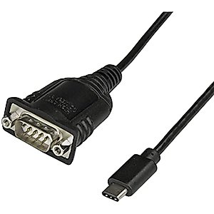 StarTech.com USB C to Serial Adapter Cable 16" (40cm) - USB Type C to RS232 (DB9) Converter Cable - USB-C Serial Cable for PLCs, Scanners, Printers - Male/Male - Windows/Mac/Linux (ICUSB232C)