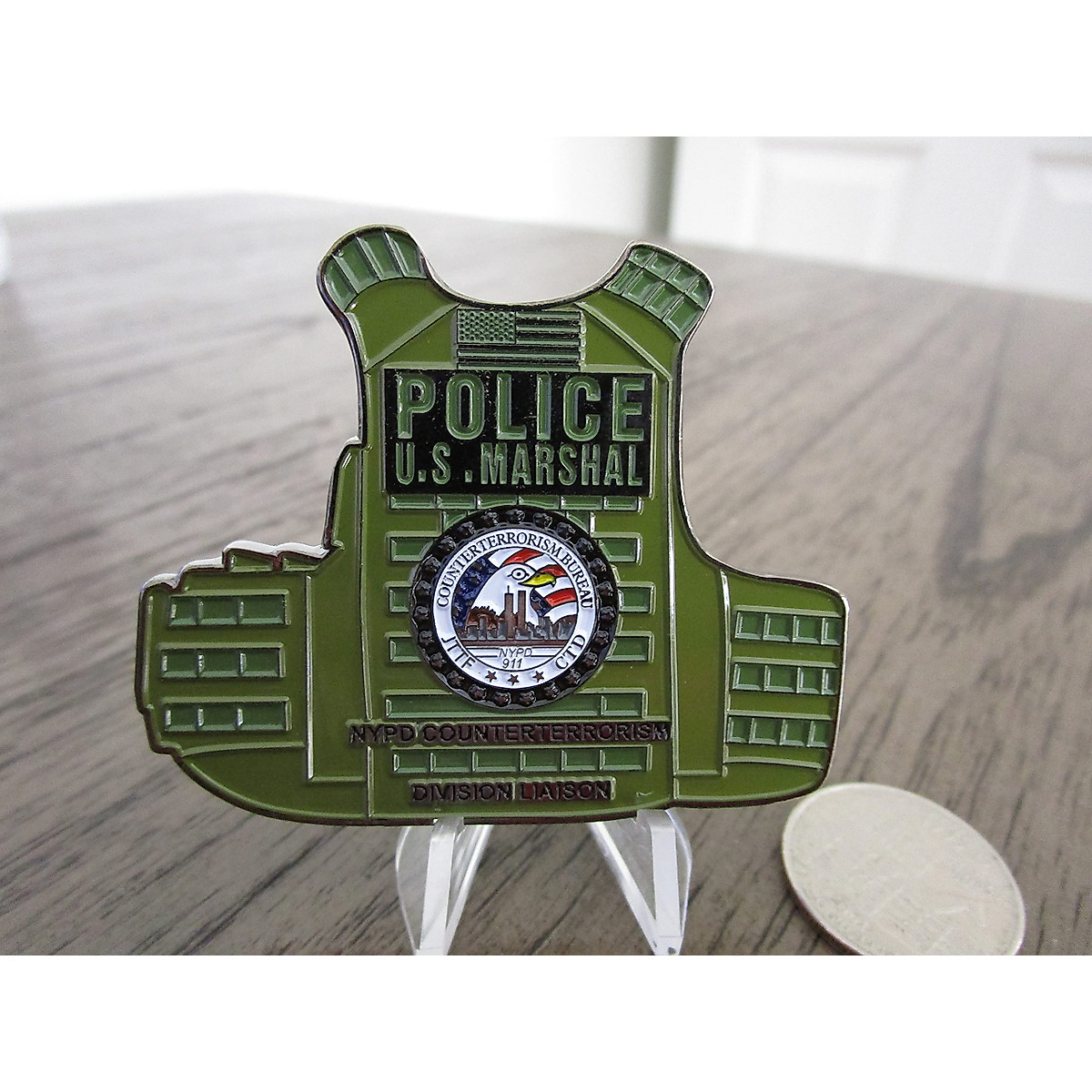 Police US Marshal New York Police Departmen Counter Terrorism Division Liason Tactical Vest Challenge Coin