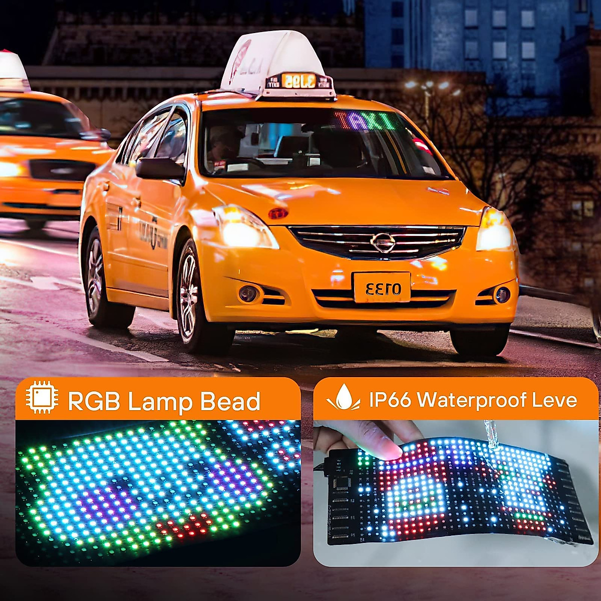 RAYHOME LED Sign for Car, 7''x3''Flexible LED Matrix Panel USB 5V Bluetooth Application Control DIY Programmable Scrolling LED Sign for Car Party Wedding Festival