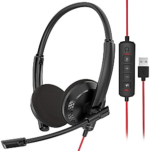 NUBWO HW03 USB Headset with Noise Canceling Microphone for PC, in-line Controls, Lightweight Wired Headset for PC, Mac, Laptop on Home, Office, Classroom, Chat, Online Class, Meeting