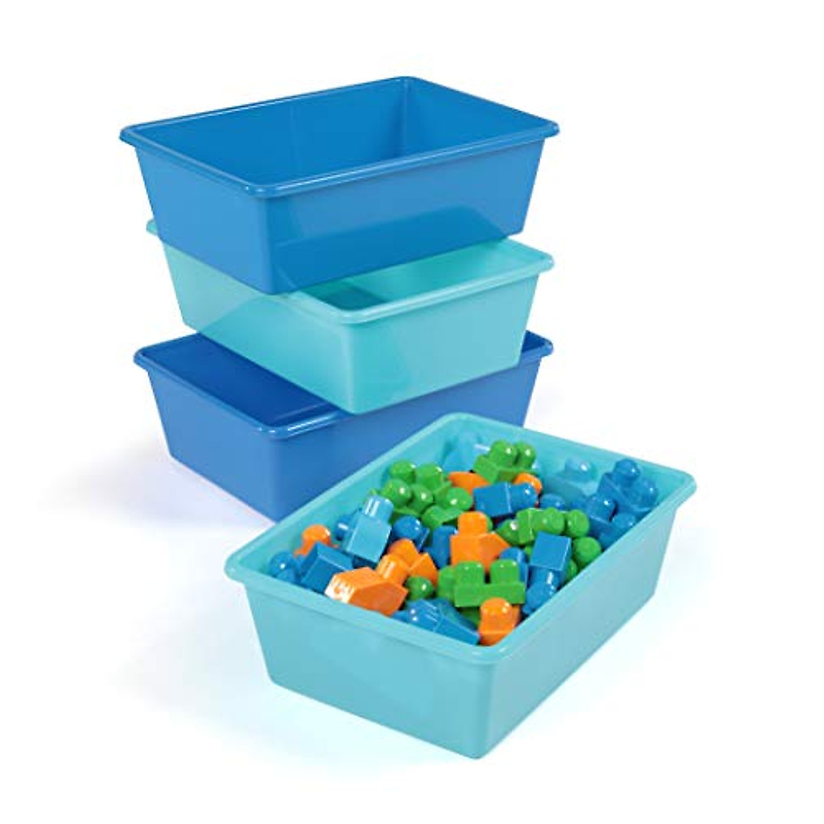 Humble Crew Large Plastic Storage Bins, Set of 4, Navy/Teal