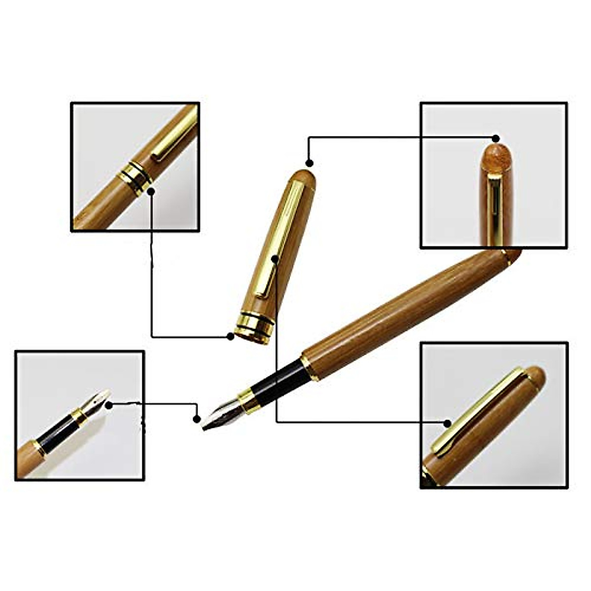 Delaman Bamboo Fountain Pen Calligraphy Pens Duckbill Parallel Nib Fine Art Pen Art Writing Nib Business Broad Stub Chisel-pointed (1.5mm)