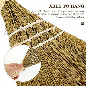 2pcs Small Natural Whisk Broom Sweeping Hand Handle Broom Asian Thai Duster Whisk Broomstick Straw Soft Broom for Cleaning Dustpan Desktop L Hand Broom