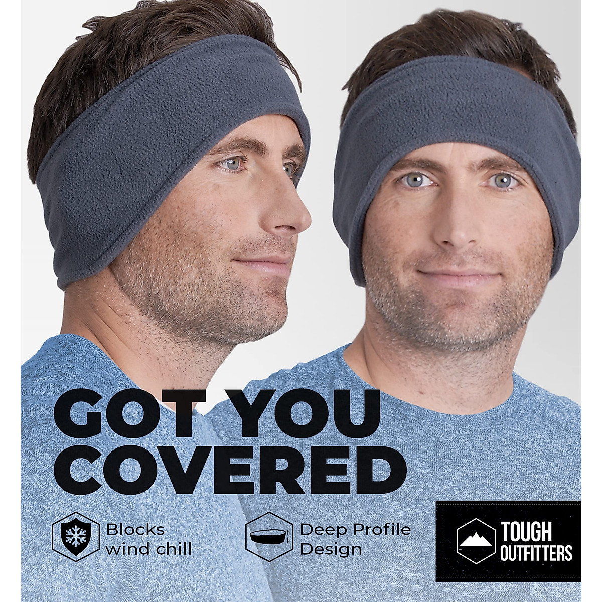 Tough Headwear Ear Warmer Headband - Ear Muffs - Running Winter Headband, Fleece Headband for Men & Women for Cold Weather