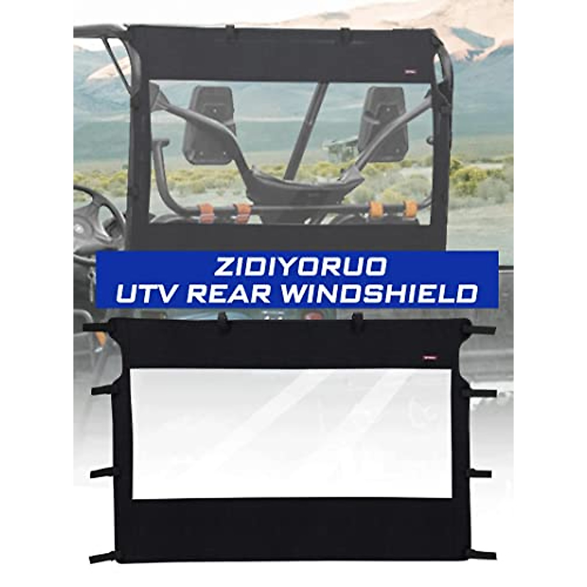 ZIDIYORUO Soft Rear Windshield for Yamaha Rhino & Massimo UTVs - PVC Windscreen with Excellent Visibility, Waterproof & Tough Against Punctures, Tears & Abrasion.