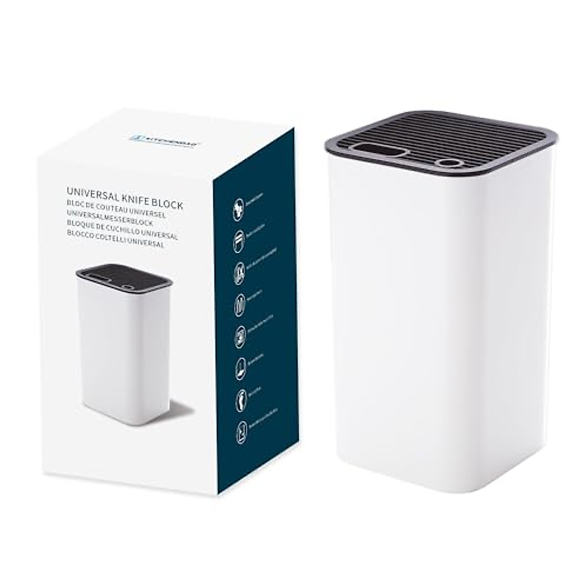 KITCHENDAO XL Universal Knife Block Holder without Knives, with Slots for Scissors and Sharpening Rod, Detachable for Easy Cleaning, Space Saving Slotless Kitchen Knives Storage for Kitchen Counter