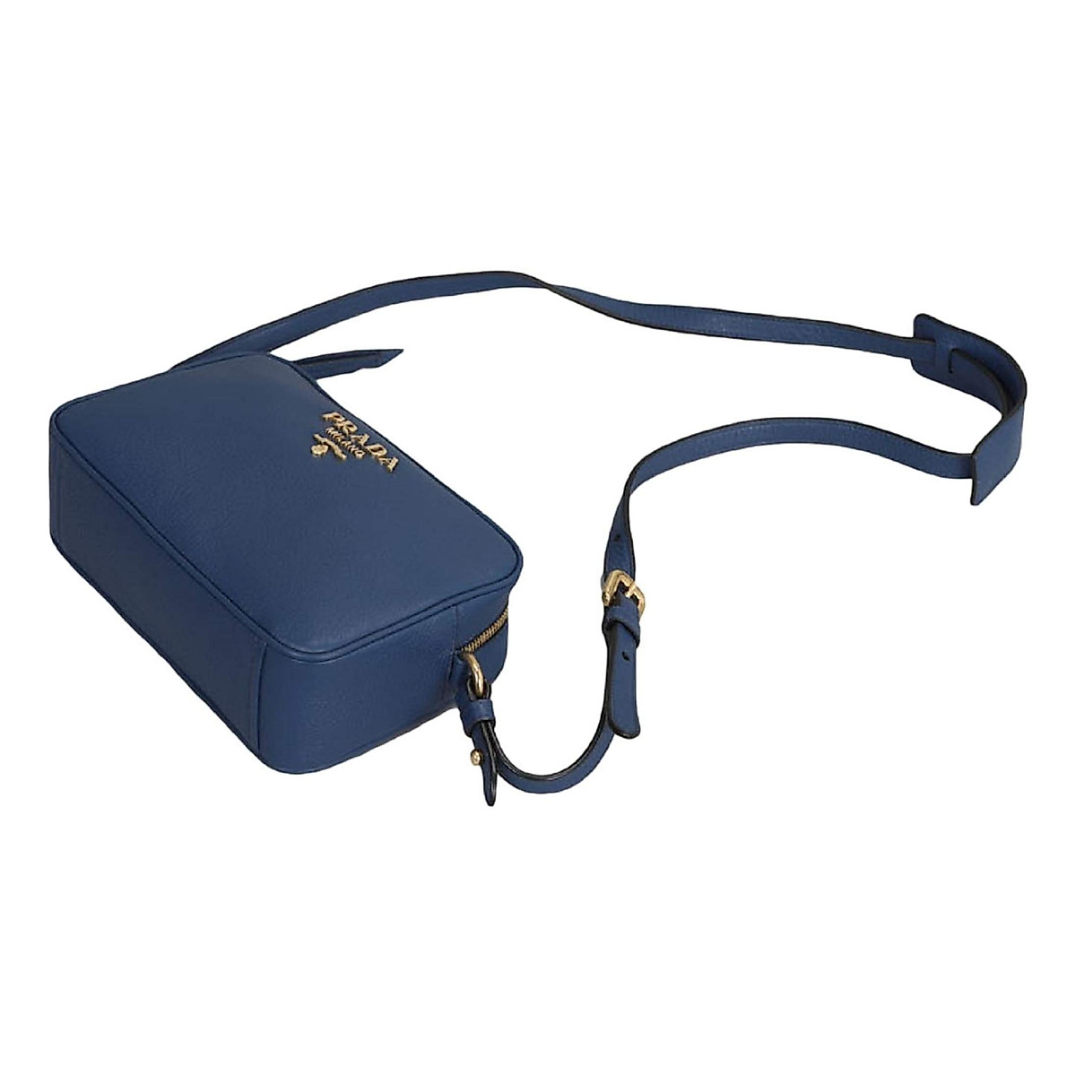 Prada Royal Blue Vitello Phenix Leather Shoulder Camera Bag 1BH103