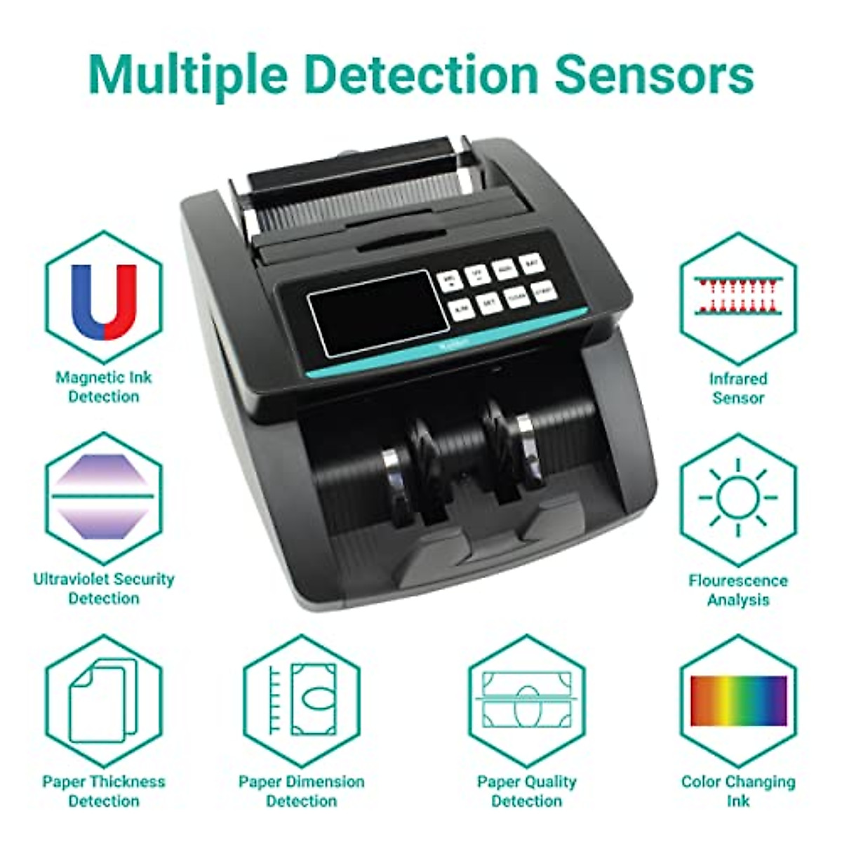 Kolibri Money Counter Machine - 1,500 bills per min, advanced counterfeit detection, set up in minutes, Add and Batch Modes, Cash Counter with LCD Display,3-year warranty - 24/7 US customer support
