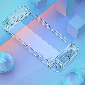 Switch OLED Protective Case,Hard Case Compatible with Nintendo Switch (OLED model) and Joy-Con Controller with Clear Grip Cover Anti-Scratch and Shock-Absorption Design(Crystal Clear)