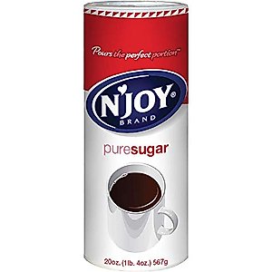 N'Joy Sugar Canister | 20 Ounce, Pack of 6 | 100% Pure Granulated Sugar| Easy Pour Lid, Bulk Size