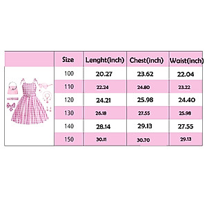 MSSmile-FANKID Girls Pink Costume Strap Dress Girls Pink Movie Cosplay Halloween Party Favors Outfit Clothes(4-5Year/110cm,Kid-2)
