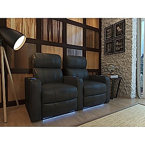 Octane Turbo XL700 Row of 2 Seats, Straight Row in Black Leather with Power Recline