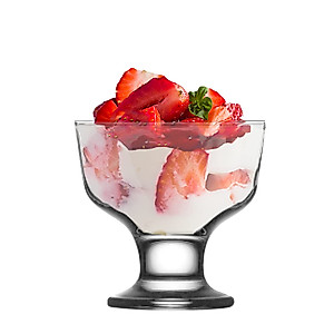 Vikko Dessert Bowls, 7 Ounce Ice Cream Sundae Bowls, Set of 6 Footed Dessert Cup For Ices, Pudding, Fruit, and More, Dishwasher Safe