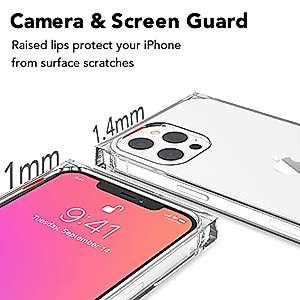ANHONG Clear Square Case Compatible with iPhone 13 Pro 6.1 inch 2021, HD Clear Cover Enhanced Corners TPU Cushion, Shock-Absorption Soft TPU Case