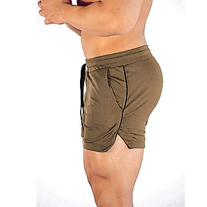 EVERWORTH Men's Athletic Shorts Gym Workout Short Shorts Casual Shorts Running Bodybuilding 5 Inch Inseam Shorts Brown US XS