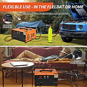 TOAUTO A2X Upgraded PCP Air Compressor, One Button Start, Auto-Stop, Portable 4500Psi/30Mpa, Oil/Water-Free, HPA Compressor for Paintball/PCP Air Rifle/Scuba Tank,Powered by Home 110VAC or Car 12VDC