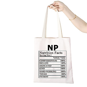 WCGXKO NP Gift Nurse Practitioner Gift NP Nutrition Facts Nurse Tote Bag Medical School Graduation Gift (NP tote)