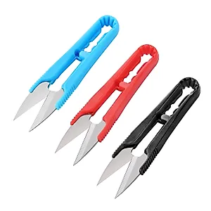 3PCS Sewing Scissors, JJOO Yarn Thread Cutter Mini Small Snips Trimming Nipper, Great for Sewing, DIY Supplies (Blue, Red, Black)