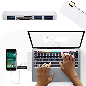 Jiali USB-C Hub Converter 5 in 1 Multi-Function Aluminium Alloy 5Gbps Transfer Rate USB-C/Type-C HUB Adapter with 3 USB 3.0 Ports & SD Card Slot & TF Card Slot for MacBook 2015/2016 / 2017(Grey)