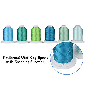 Simthread Embroidery Thread with Storage Box - 12 Options - 800 Yards/Spools, 9 Turquoise and Mint Green Colors for Embroidery and Sewing Machine