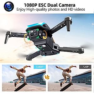 Mini Drone for Adults Beginners with 1080P HD FPV Camera, RC Quadcopter Camera Drone with Altitude Hold, One Key Landing, Obstacle Avoidance, Speed Adjustment, Headless Mode, 3D Flips, 2 Batteries