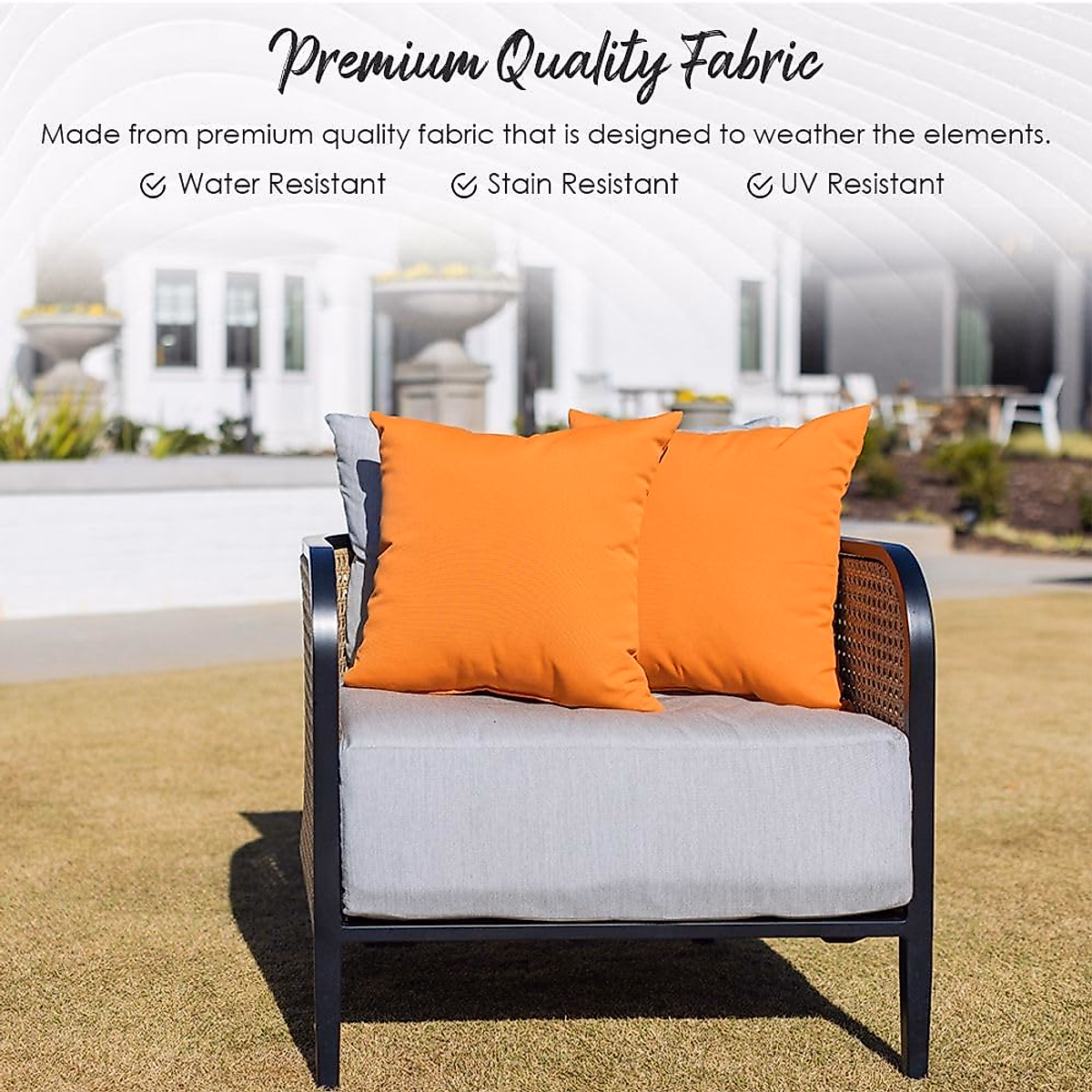 RSH Décor: Set of 2 Lumbar Throw Pillows | Indoor/Outdoor All Weather Polyester Fabric | Decorative Accent Cushions for Patio Furniture | Reversible | 26” x 16" | Gregoire Fresco