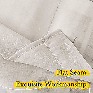 NICETOWN Semi Sheer Light Filtering Linen Curtains for Windows 95 inch Length, Rod Pocket & Back Tab Linen Blend Vertical Drapes Privacy for Bedroom/Living Room, Natural, W52 x L95, 2 Pieces