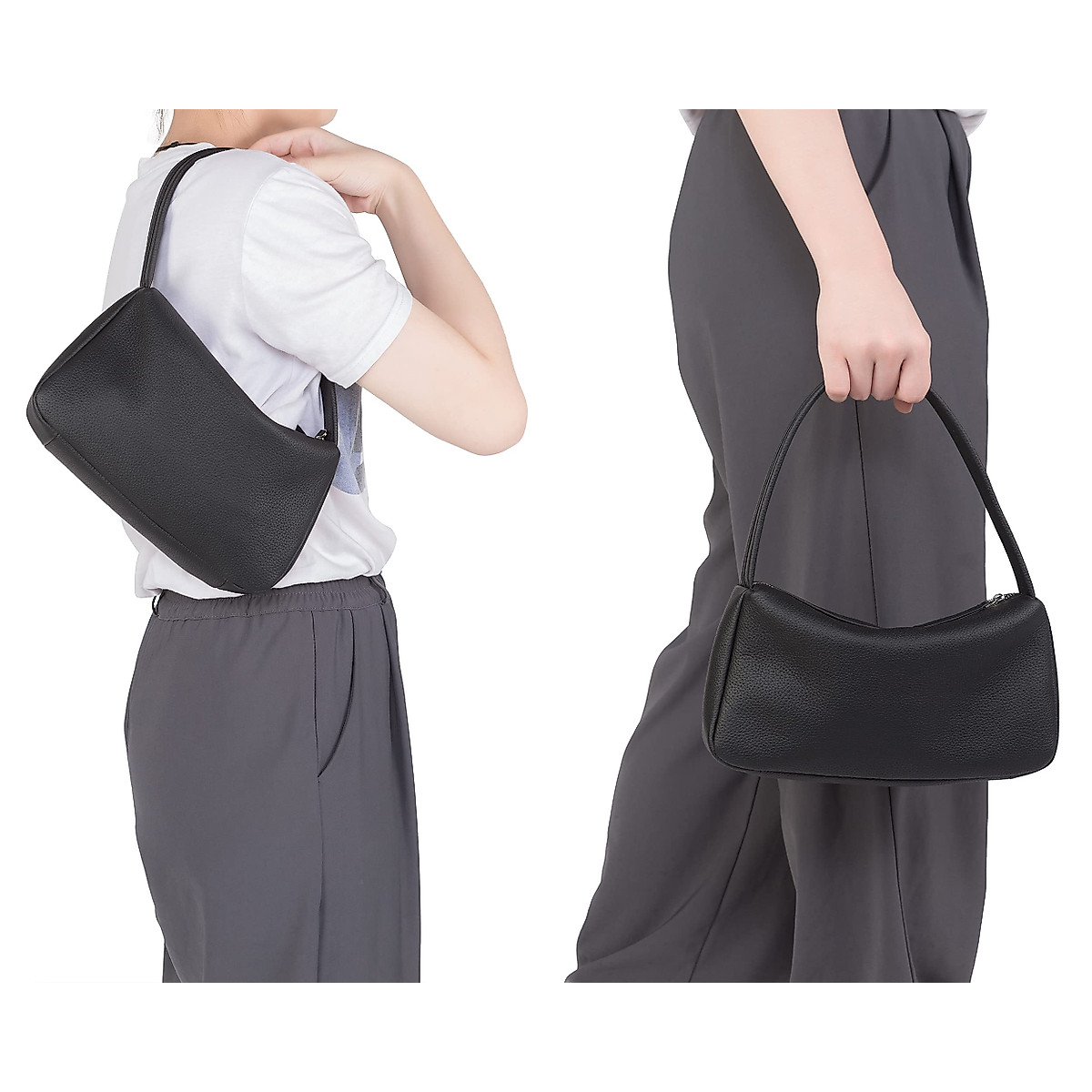 Daiblueland Small Leather Shoulder Bag For Women Premium Top Handle Tote Purse With Zipper Closure