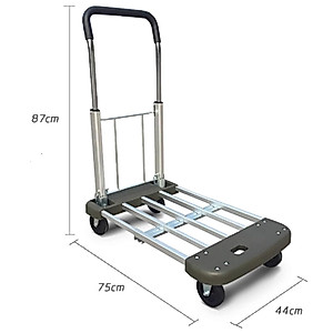 Generic Aluminum Folding Hand Truck Utility Dolly with 4 Wheels Heavy Duty Extendable Flatbed Trolley for Easy Transportation (A)