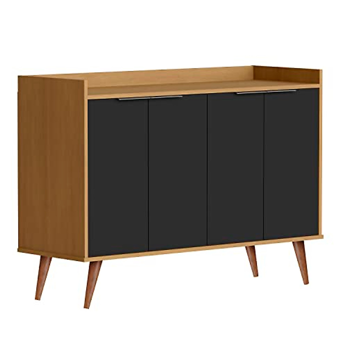 4 Doors Buffet Cabinet Sideboard Scandinavian Style (Nature - Black) (JB4116)