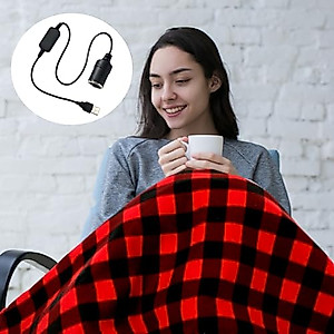 Baquler 2 Pcs Heated Car Blanket 48'' x 35.5'' 12V Portable Electric Blanket with 2 Pcs 12V to USB Adapter Electric Blanket for Car Hi/m/lo Temp for Camping Road Trip Winter Car Truck Accessory