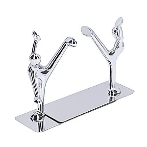 Metal Book Ends Stainless Steel Man bookends Nonskid Bookends Art Bookend Unique Men Design Simple Fashionable Decorative Bookends for Home Office Bar Restaurant Silver 1 Pair