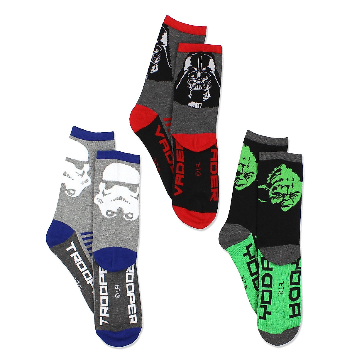 STAR WARS Toddler Boys 3 pack Socks (Shoe: 7-10 (Sock: 4-6), Grey/Multi Crew)