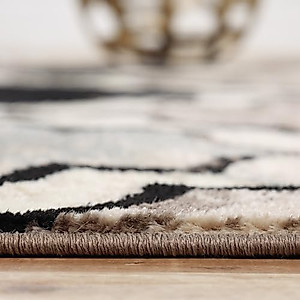 Superior Indoor Large Area Rug, Jute Backed, Perfect for Living/Dining Room, Bedroom, Office, Kitchen, Entryway, Modern Geometric Trellis Floor Decor, Viking Collection, 9' x 12', Ivory