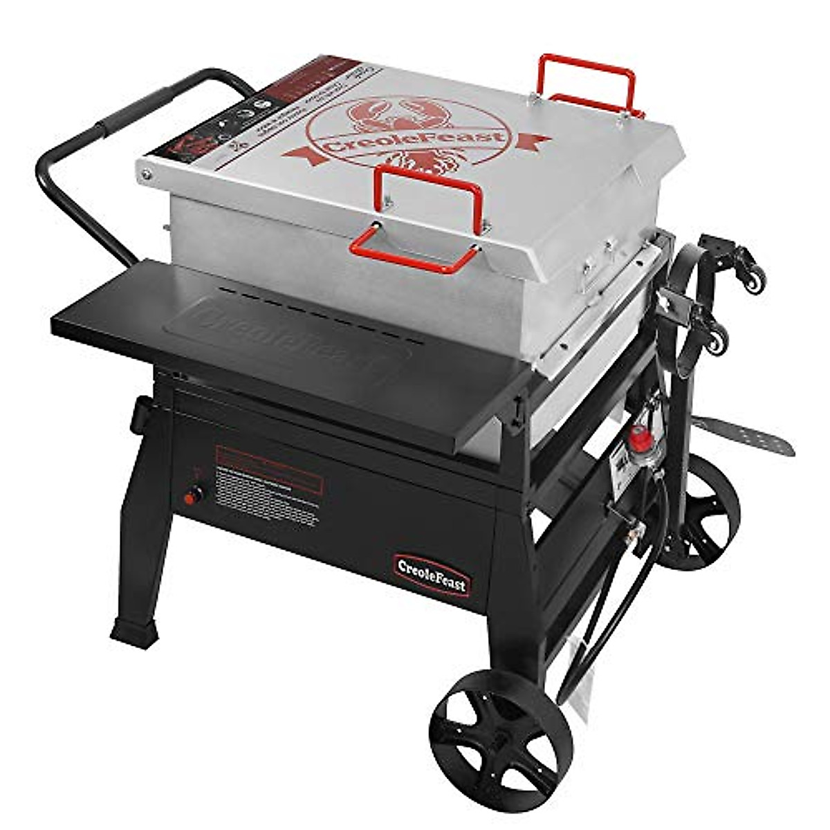 CreoleFeast CFB1001A 90 qt. Crawfish Seafood Boiler, Single Sack Outdoor Stove Propane Gas Cooker & Creole Feast CR1001A Premium Oxford Grill Cover, Heavy-Duty for All-Year Weather Protection, Black