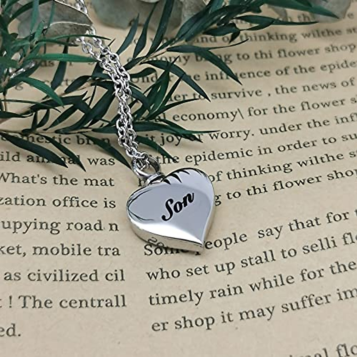 LuxglitterLin Guardian Angel Wings Cremation Jewelry for Ashes Heart Crystal Urn Necklaces for Son Ashes Memorial Keepsake Necklace Always on Mind Forever in My Heart