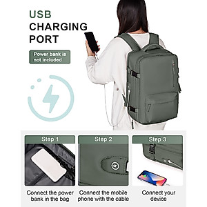 VECAVE Carry On Backpack for Women,Large Travel Backpack Flight Approved,Waterproof 17 Inch Laptop Backpack Business Work Backpacks Men Mochila De Viaje DarkGreen