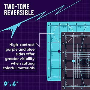 Zoid 9" x 6" Self-Healing Cutting Mat, PVC Grid Mat, Crafting and Sewing Mat for Multiple Projects, Arts and Crafts, Silhouette Cutting, Cyan/Purple BP