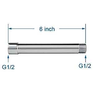 2 PCs 6 Inch Shower Head Extension Arm, Solid Brass Shower Arm Extension Shower Head Extender, Water Outlet Lowers Existing Shower Head - Chrome Finish