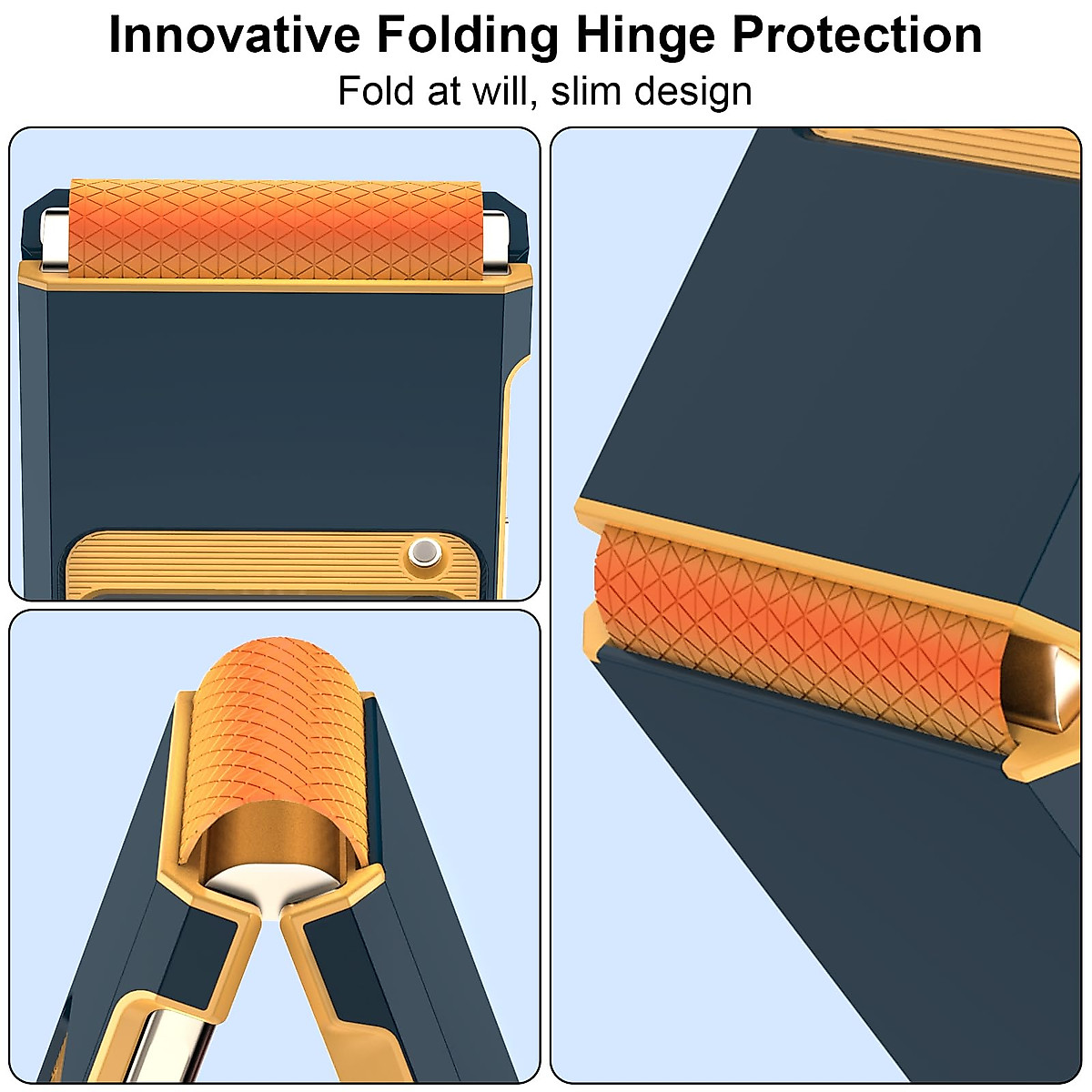 Designed for Galaxy Z Flip 3 Case with Hinge Protection,Samsung Flip 3 Heavy Duty Shockproof Full Body Protective Phone Case Cover for Z Flip 3 5G(2023)-Blue