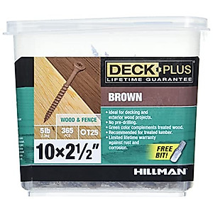 Deck Plus Wood Screws, Brown Exterior Screws, 2-1/2" x #10, 5lb