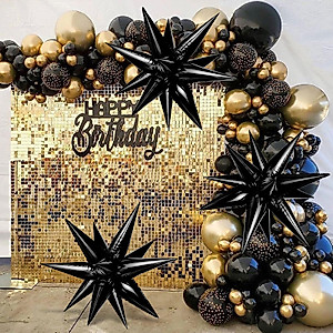 Black Star Balloons, 36 PCS Large 26 Inch Black Explosion Star Foil Balloons, Black Starburst Foil Balloons, Star Balloons for Birthday, Wedding, Graduation Decorations, Photo Booth